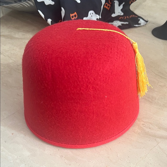 Accessories | Red Fez Hat For Men With Gold Tassel Arabian Moroccan ...